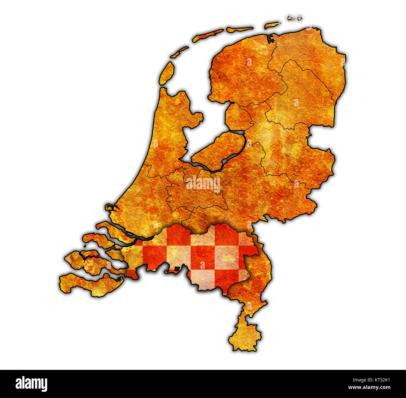 north brabant on map of provinces of netherlands Stock Photo - Alamy
