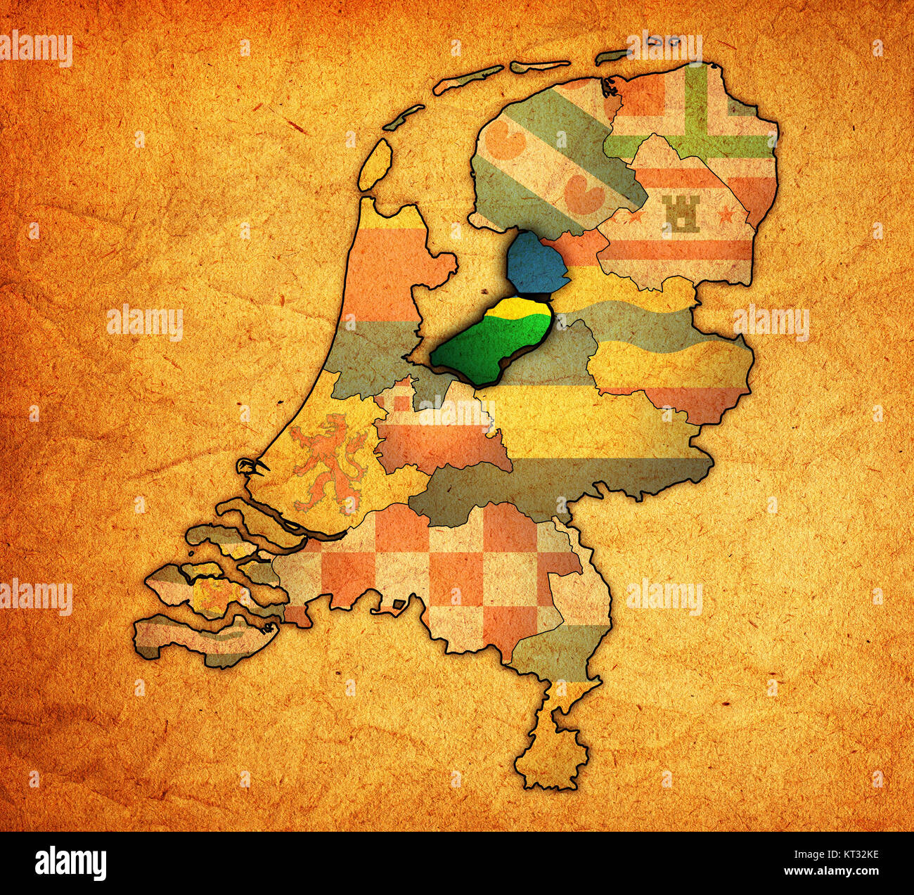 flevoland on map of provinces of netherlands Stock Photo - Alamy