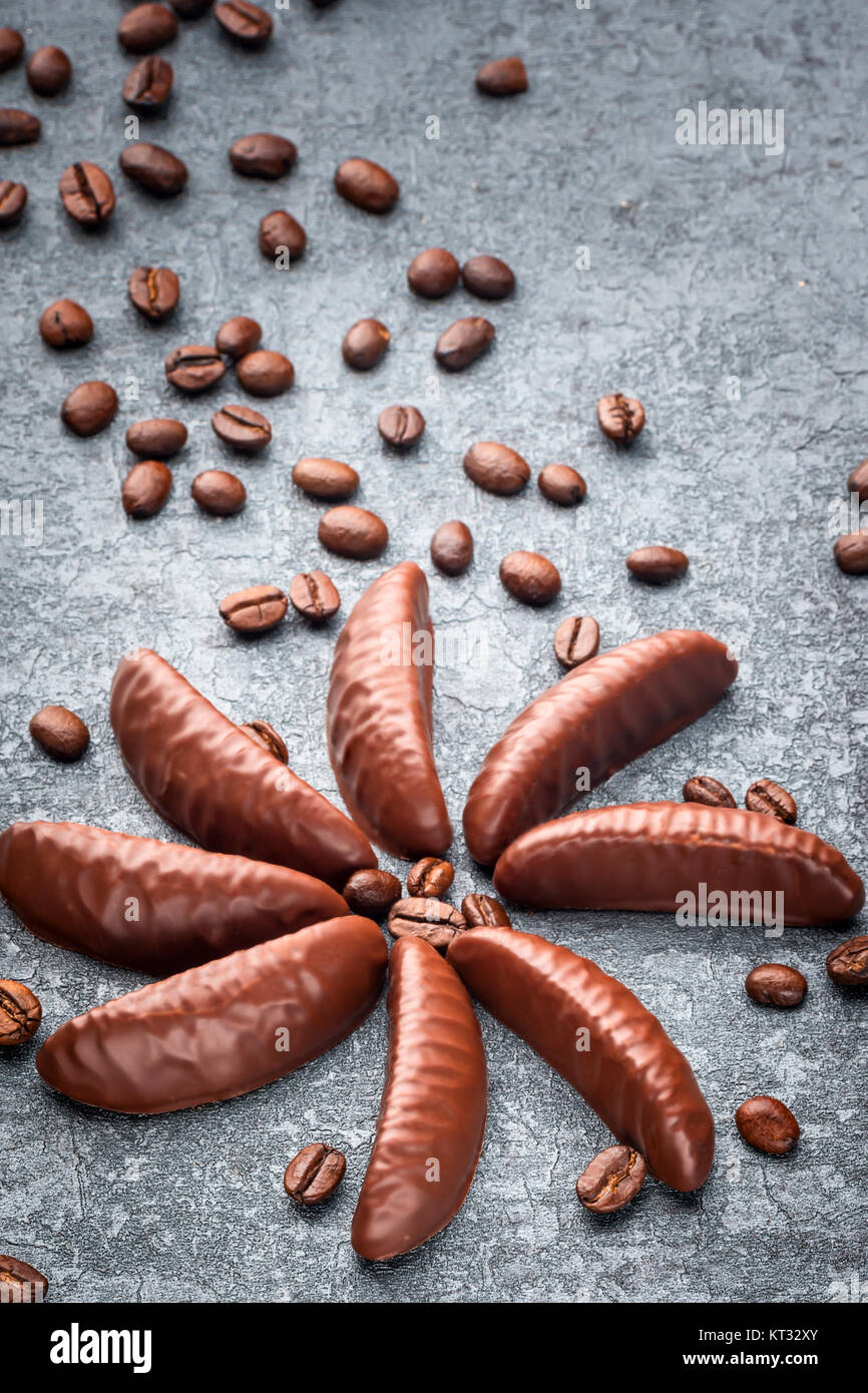 Confectionery concept Chocolates candy stuffing fruit jelly form of ...