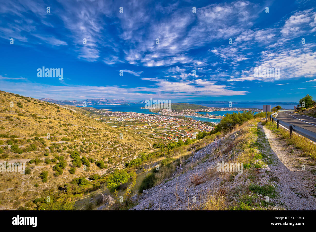 Aerial panorama of Trogir and Kastela bay Stock Photo - Alamy