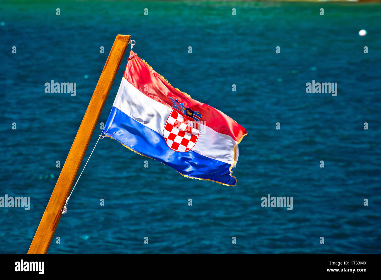 Flag of Republic Croatia on sea background Stock Photo - Alamy