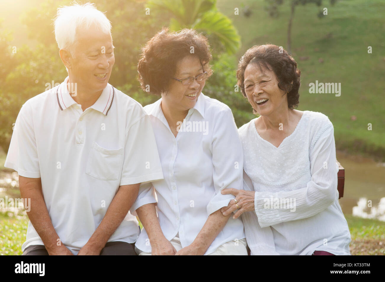Group of Asian seniors at outdoor park Stock Photo - Alamy