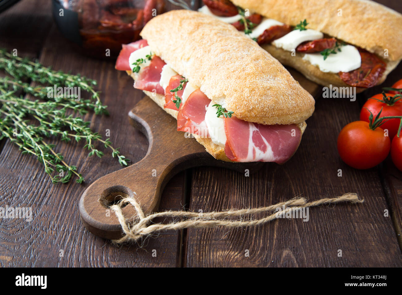assorted sandwiches. sandwich Caprese with mozzarella and sun-dried ...