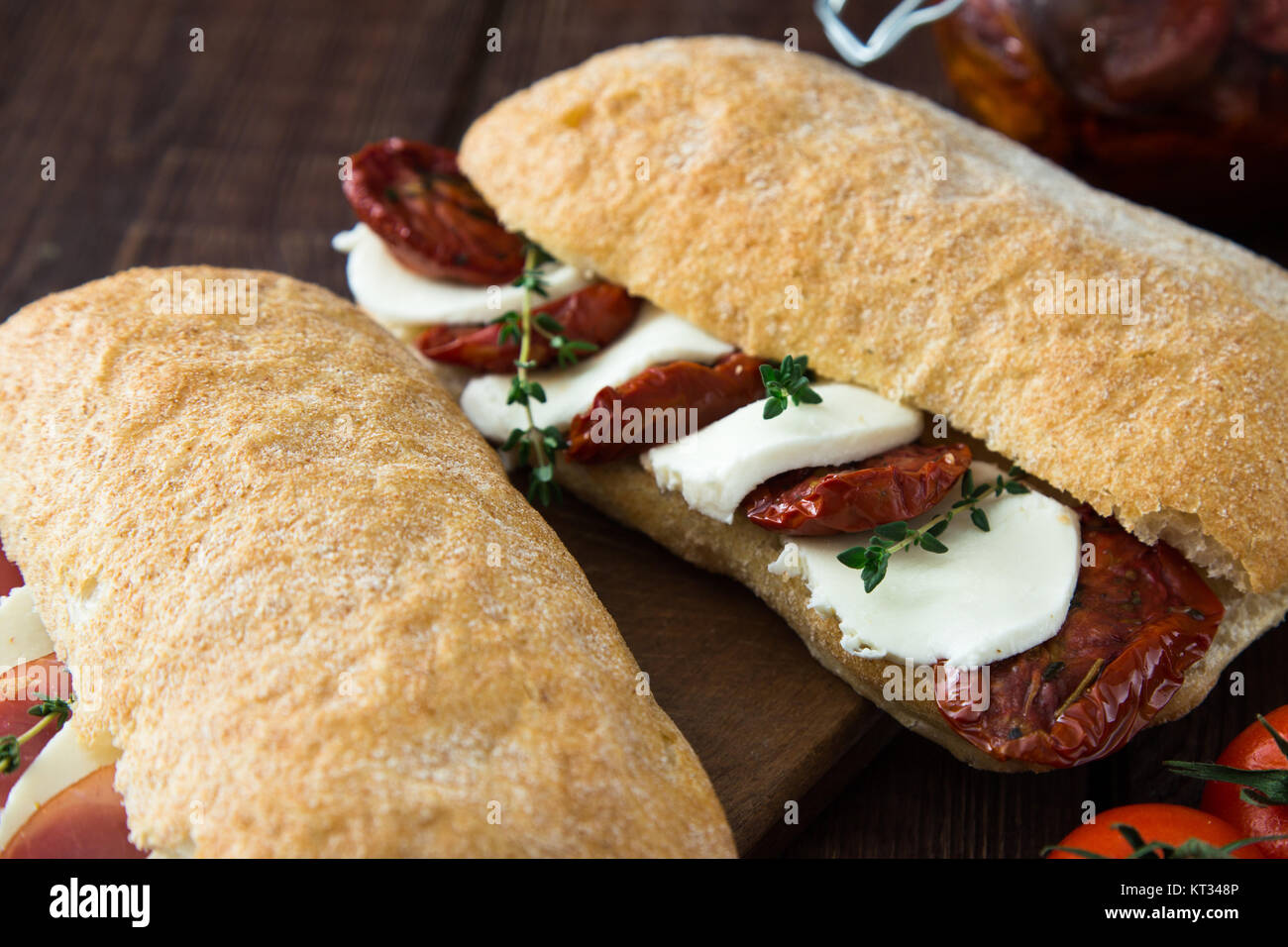 assorted sandwiches. sandwich Caprese with mozzarella and sun-dried ...
