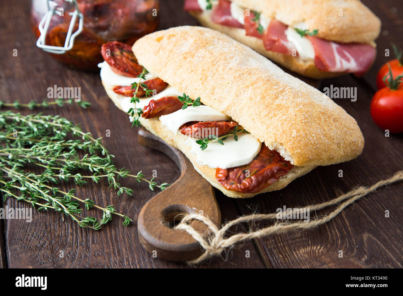 assorted sandwiches. sandwich Caprese with mozzarella and sun-dried ...
