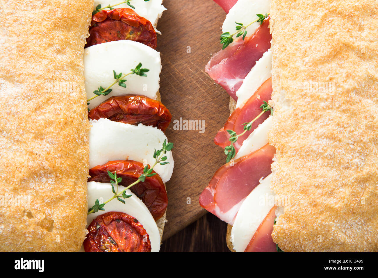 assorted sandwiches. sandwich Caprese with mozzarella and sun-dried ...