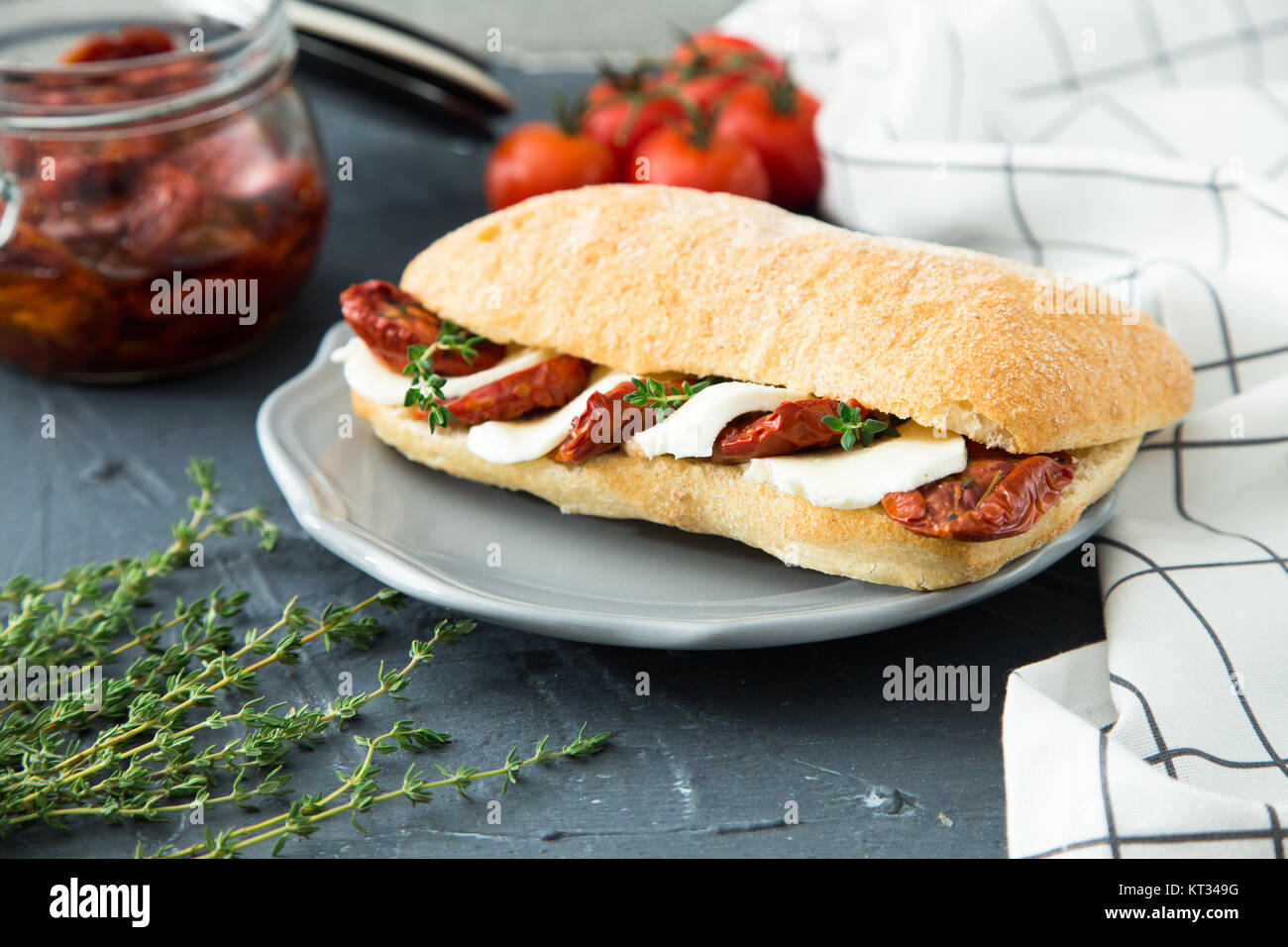 assorted sandwiches. sandwich Caprese with mozzarella and sun-dried ...