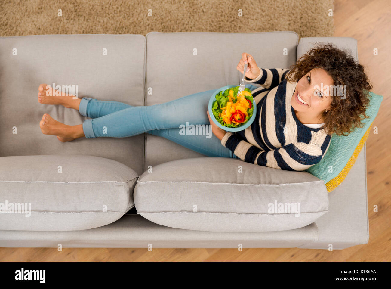 Beautiful healthy woman at home Stock Photo - Alamy