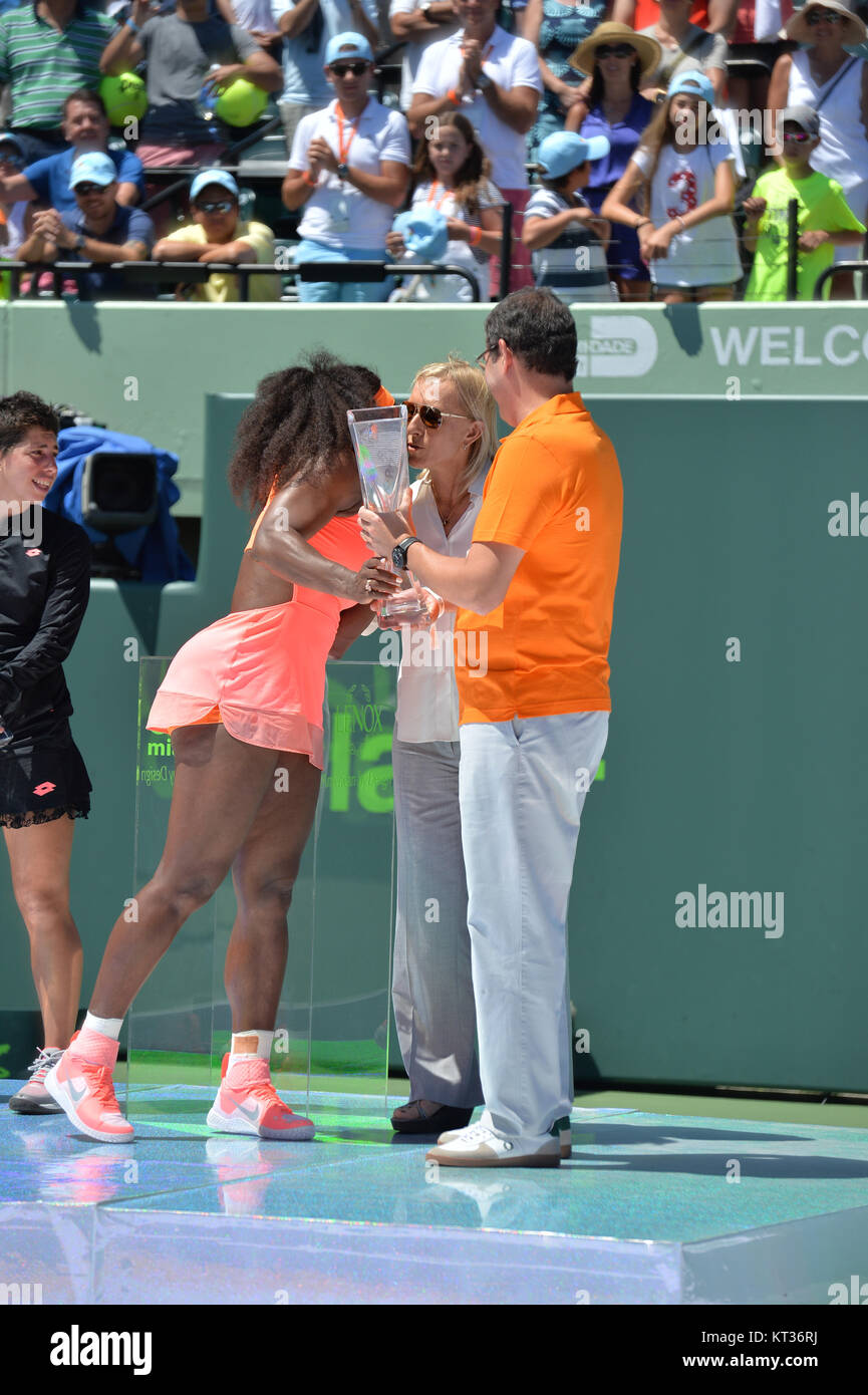 KEY BISCAYNE, FL - APRIL 04: Serena Williams poses with the Butch ...
