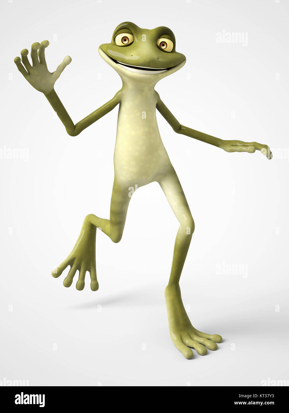 3D rendering of happy cartoon frog waving Stock Photo - Alamy