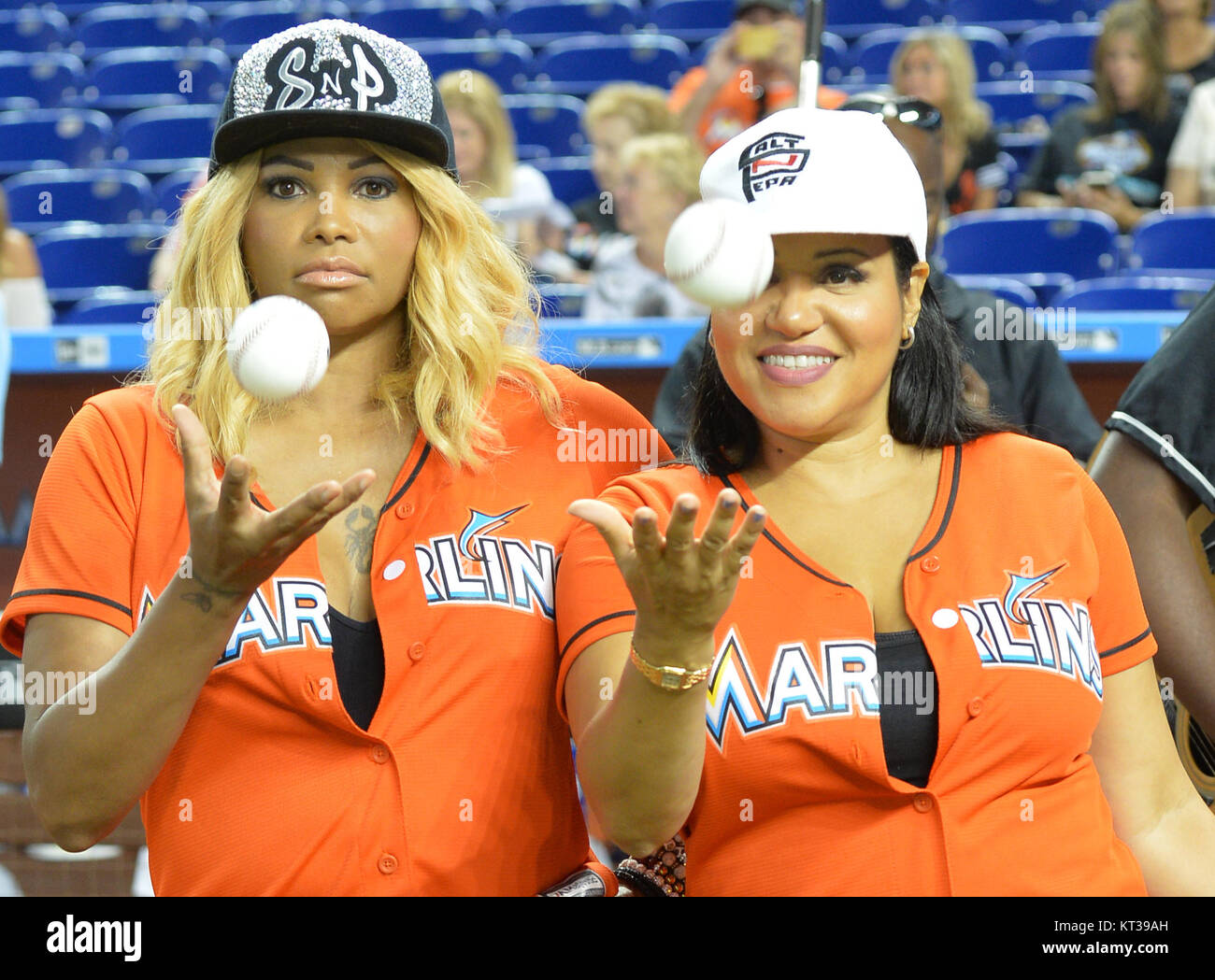 MIAMI, FL - AUGUST 01: Cheryl James ("Salt"), and Sandra Denton ("Pepa") of the group Salt-N ...