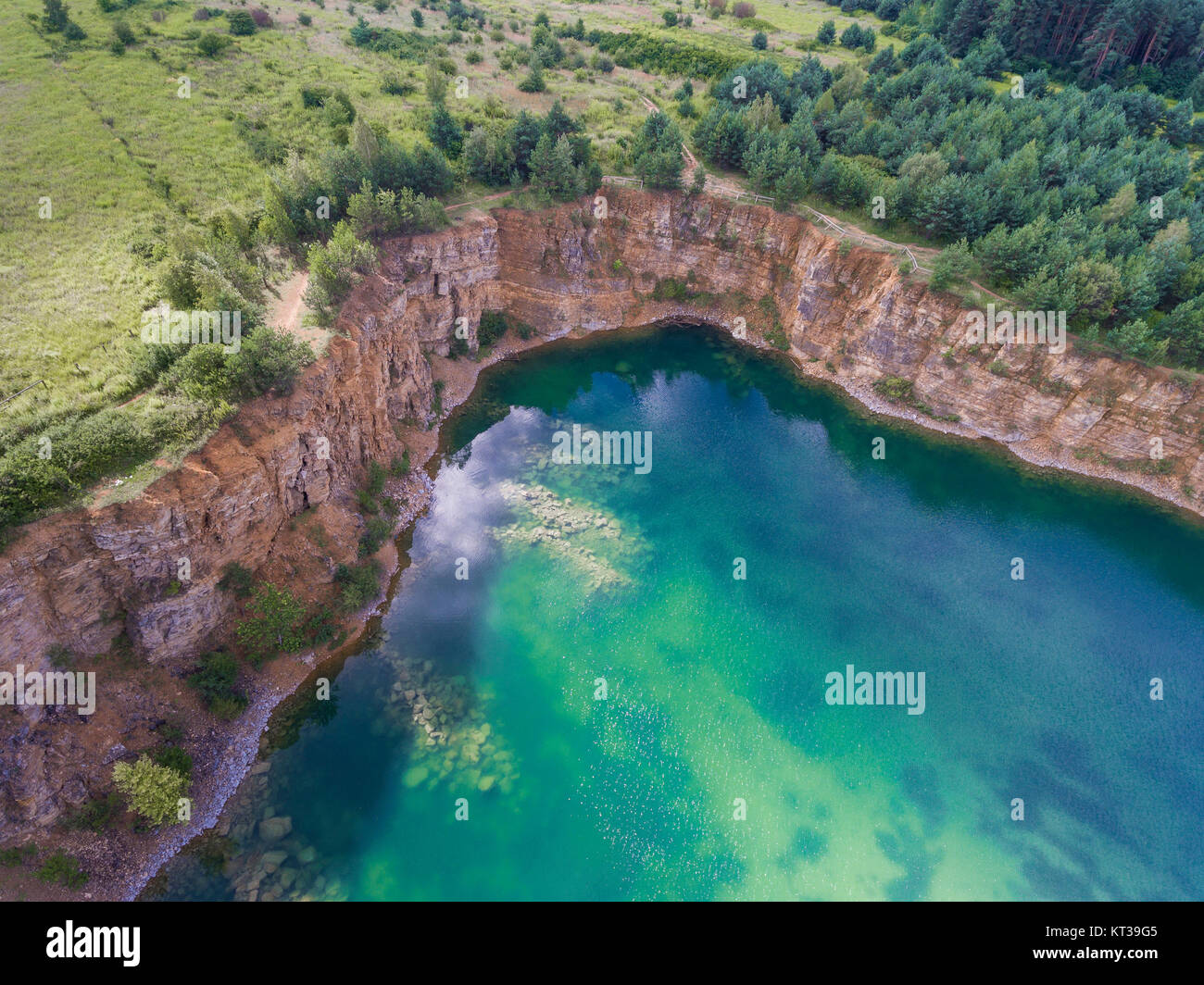 Blue laggon see from above in old sand mine in Poland Stock Photo - Alamy