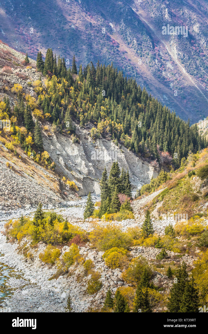The panorama of mountain landscape of Ala-Archa gorge in the summer's ...