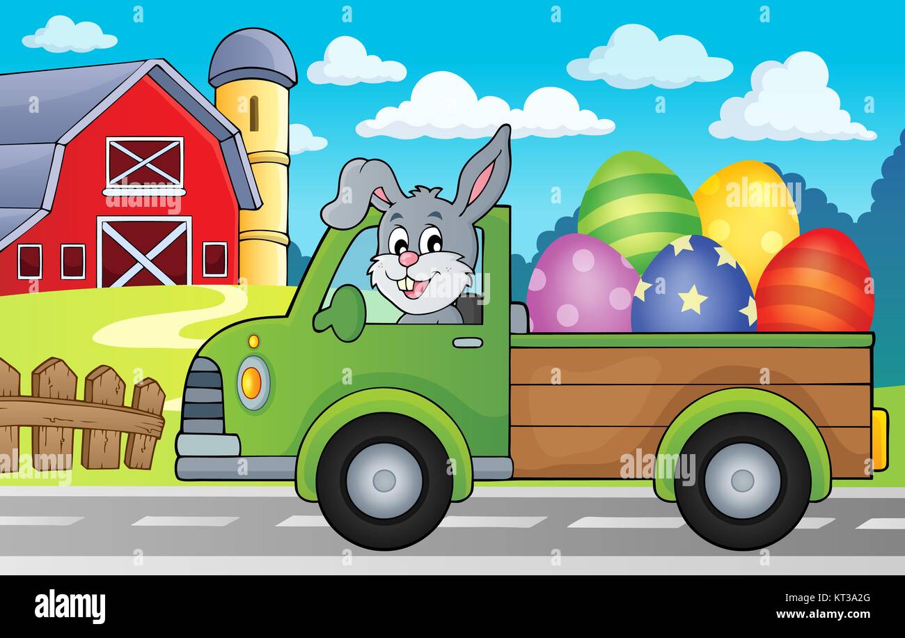 Truck with Easter eggs theme image 2 Stock Photo - Alamy