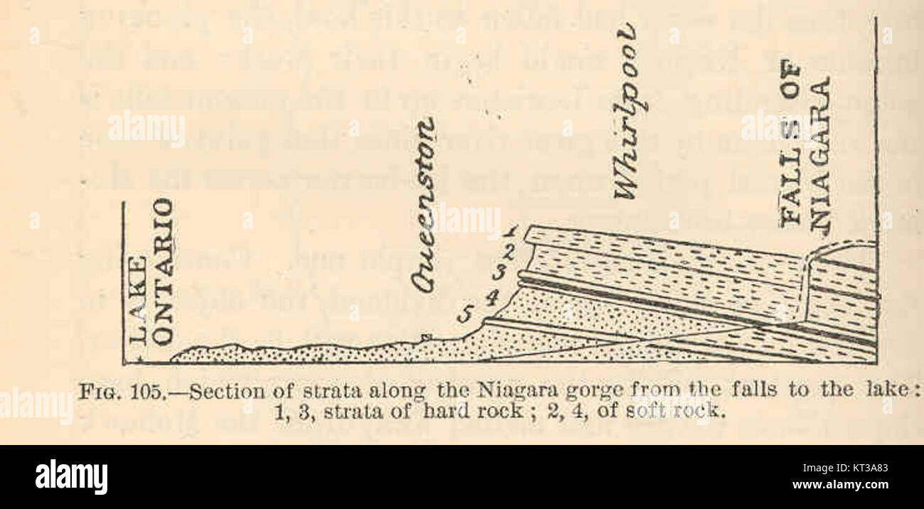 This image shows a cross-section of strata along the Niagara Gorge ...