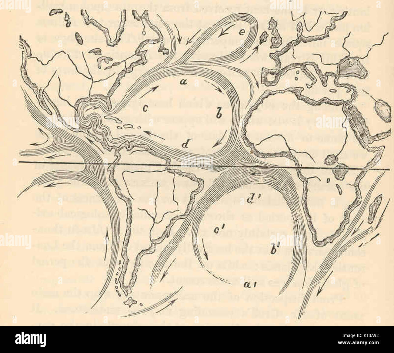 This map shows the course of currents in the Atlantic Ocean ...