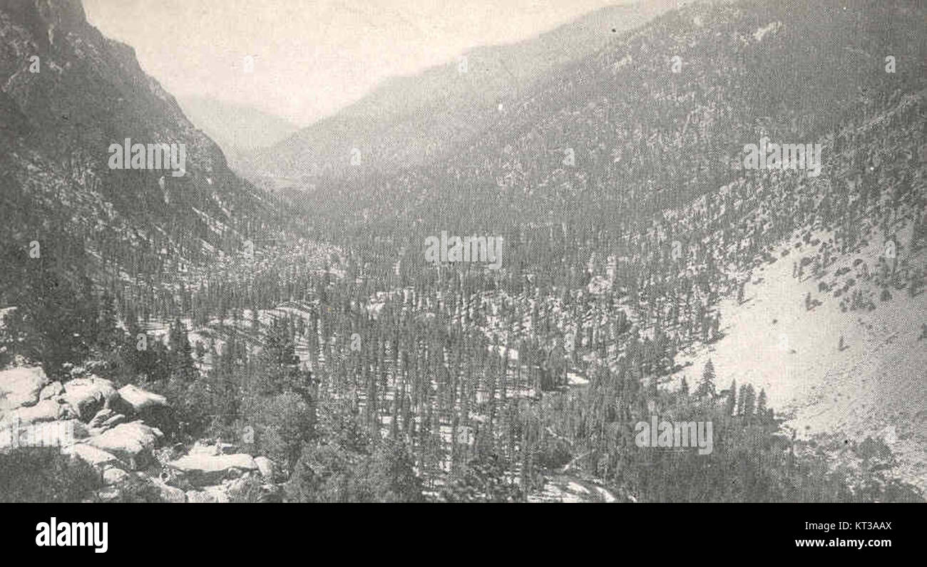 This image depicts a scenic view of the upper Kern River Canyon, taken ...
