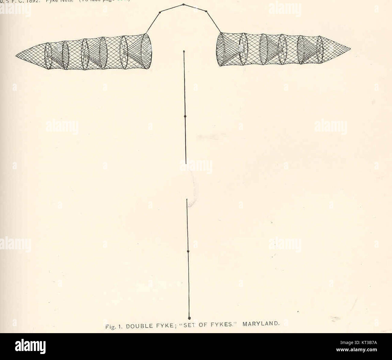 The 40165 Double Fyke, a set of fyke nets used in fishing, is shown in ...