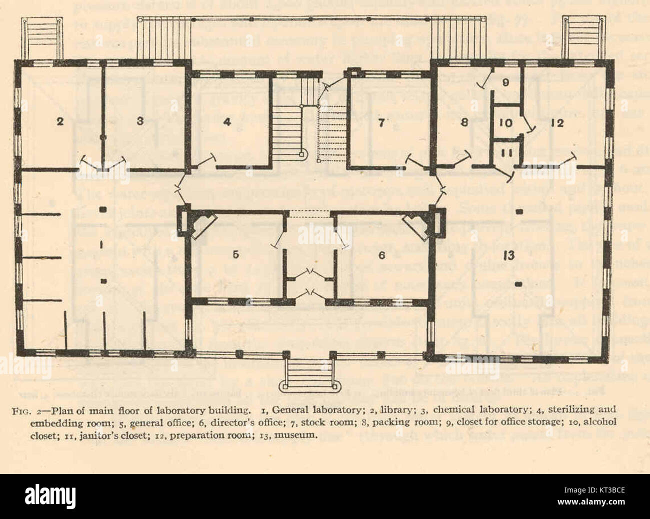 This architectural plan shows the layout of a laboratory building ...