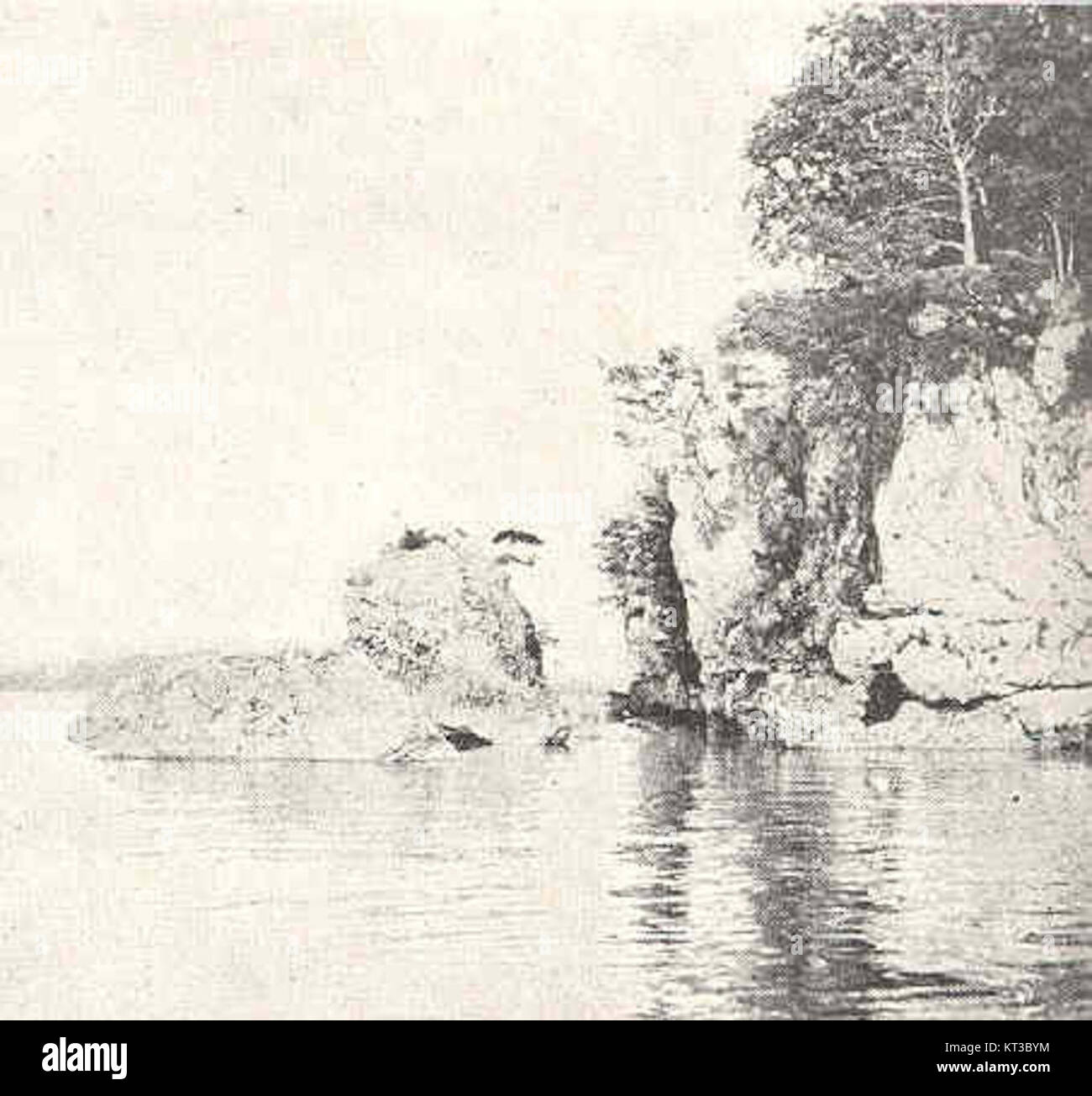 The rocky shore of South Bass Island, located in Lake Erie, showcases ...