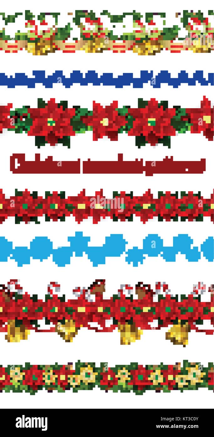 Set of Seamless borders Bright Fun Christmas Winter Holidays Patterns ...