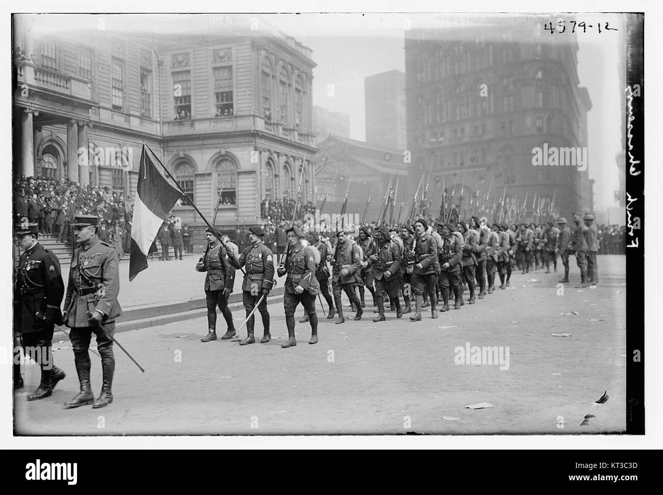 A photograph depicting French chasseurs, members of a specialized ...