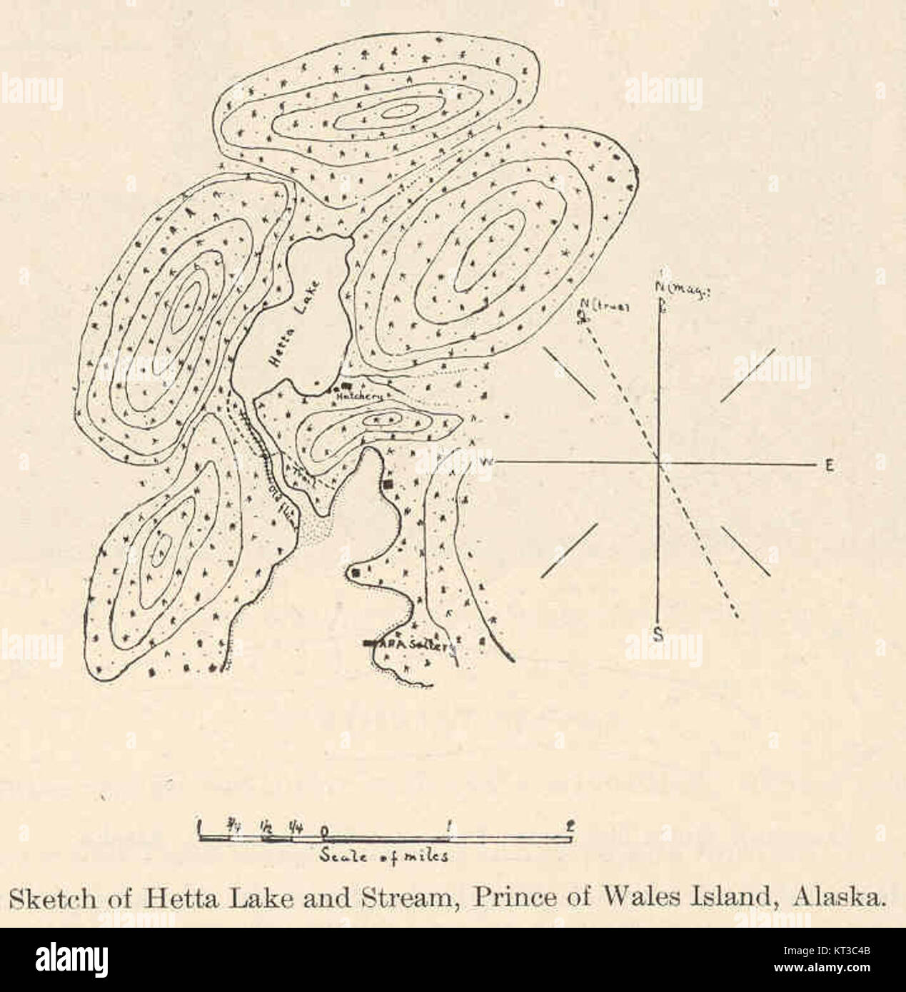 40782 Sketch of Hetta Lake and Stream, Prince of Wales Island, Alaska ...