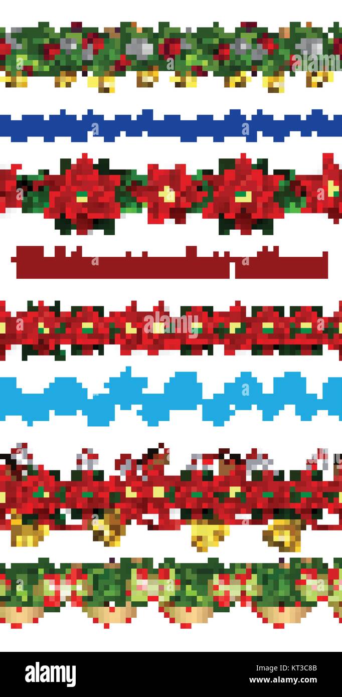 Set of Seamless borders Bright Fun Christmas Winter Holidays Patterns ...