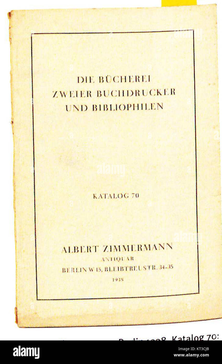 Albert Zimmermann's 1938 library, located within the Scholem archives ...