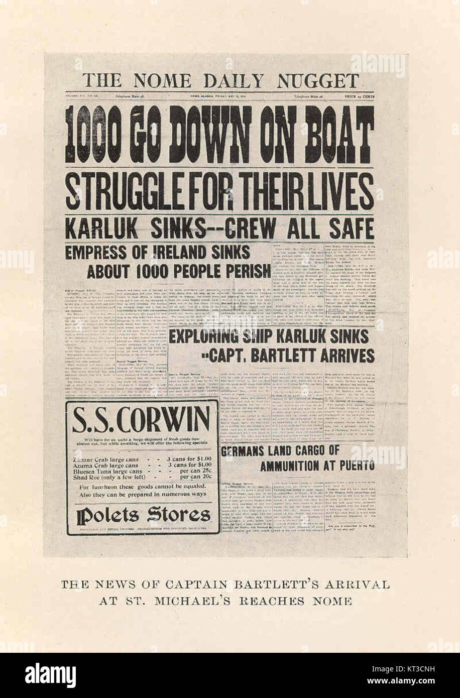 41193 News of Captain Bartlett's Arrival at St Michael's Reaches Nome ...