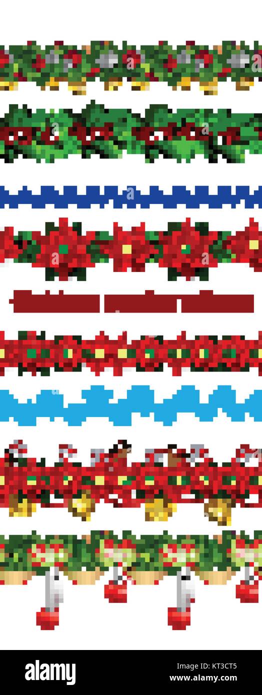 Set of Seamless borders Bright Fun Christmas Winter Holidays Patterns ...