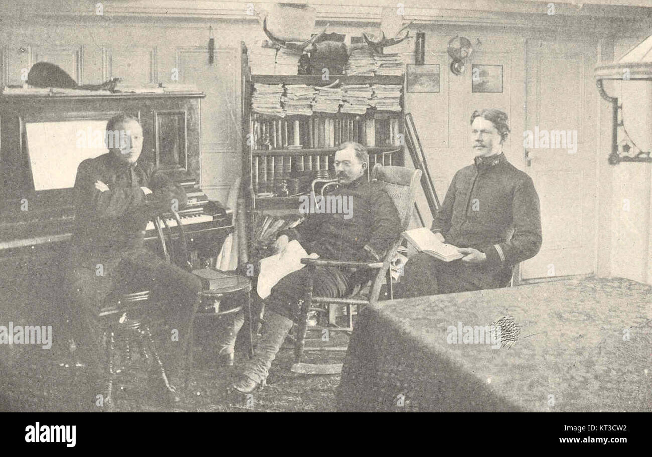This image shows the interior of the wardroom aboard the USS Nunivak, a ...