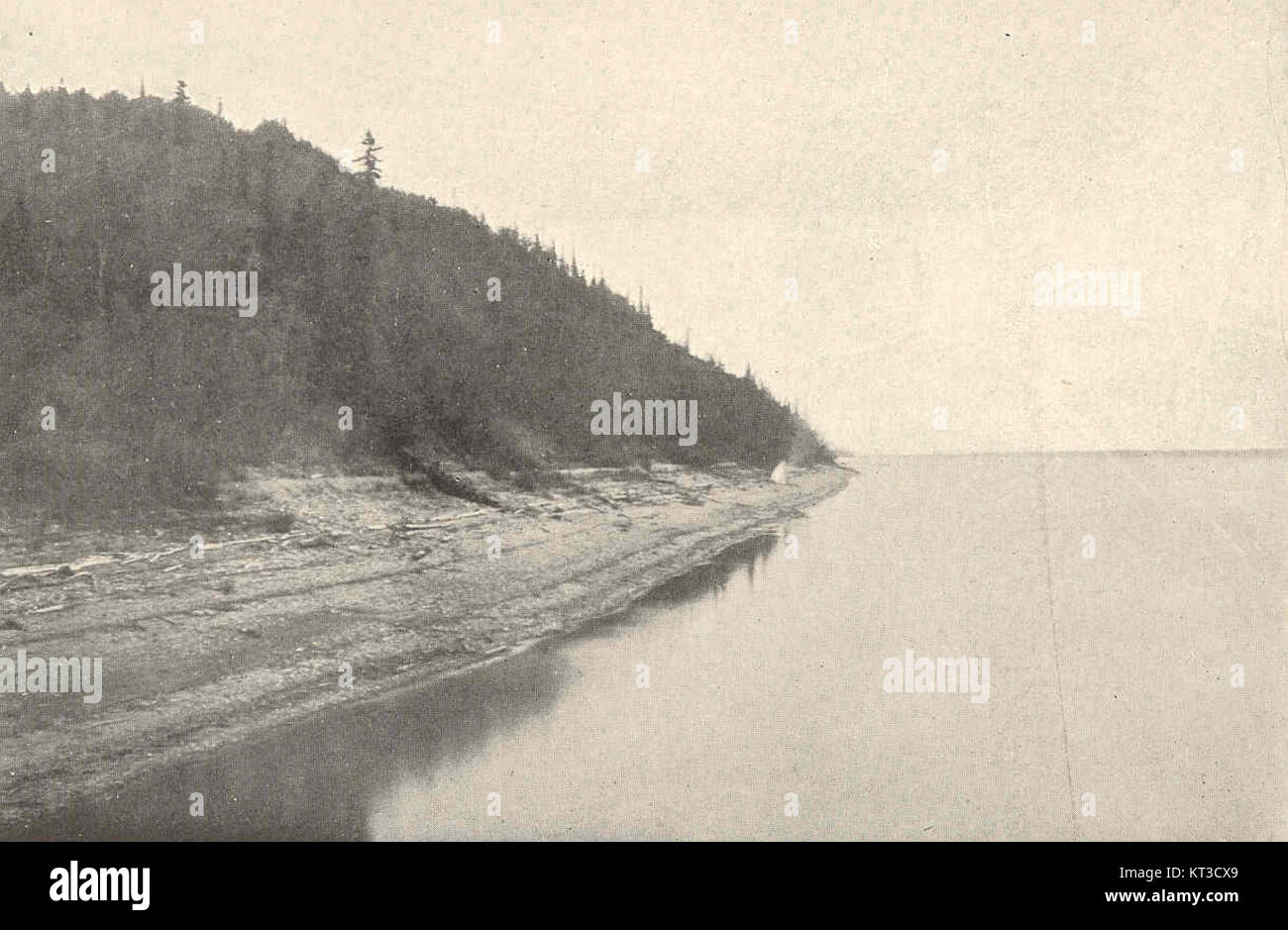 This image depicts a beach along the Yukon River, showing distinctive ...