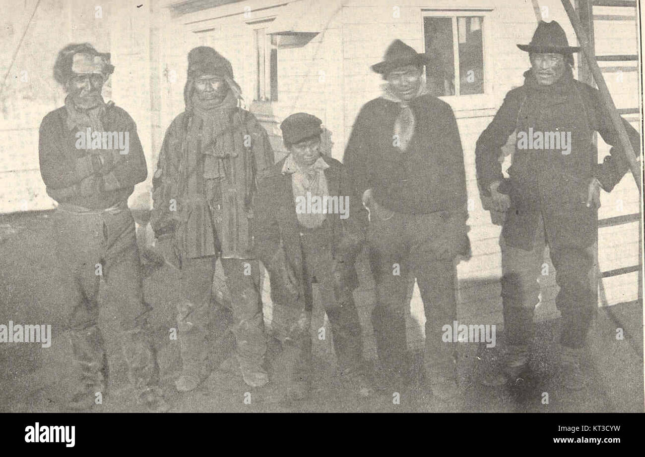 This image shows a group of indigenous hunters from the Yukon River ...