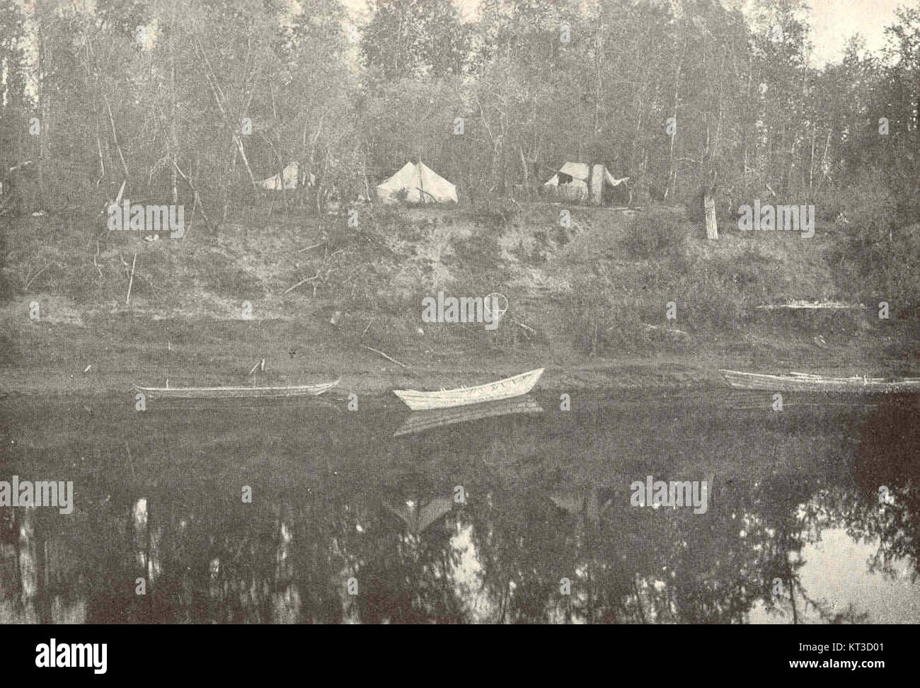 A summer encampment of Indigenous peoples along the Yukon River marks ...