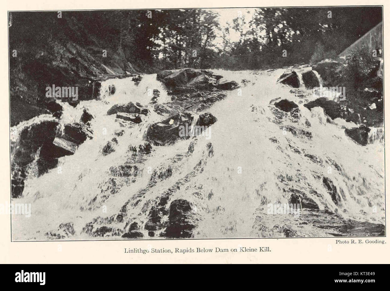This image shows Linlithgo Station and the rapids below the dam on ...