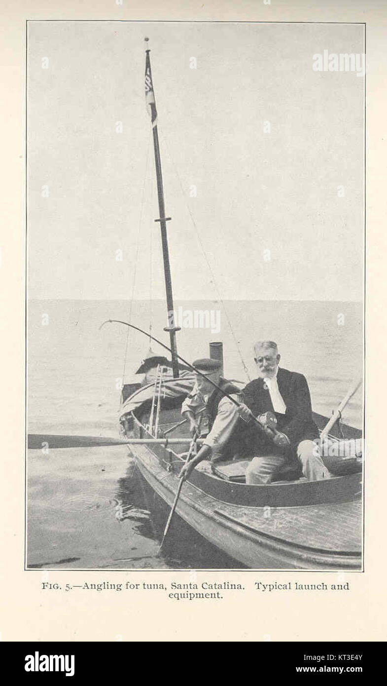The image shows a typical tuna fishing setup on Santa Catalina Island ...