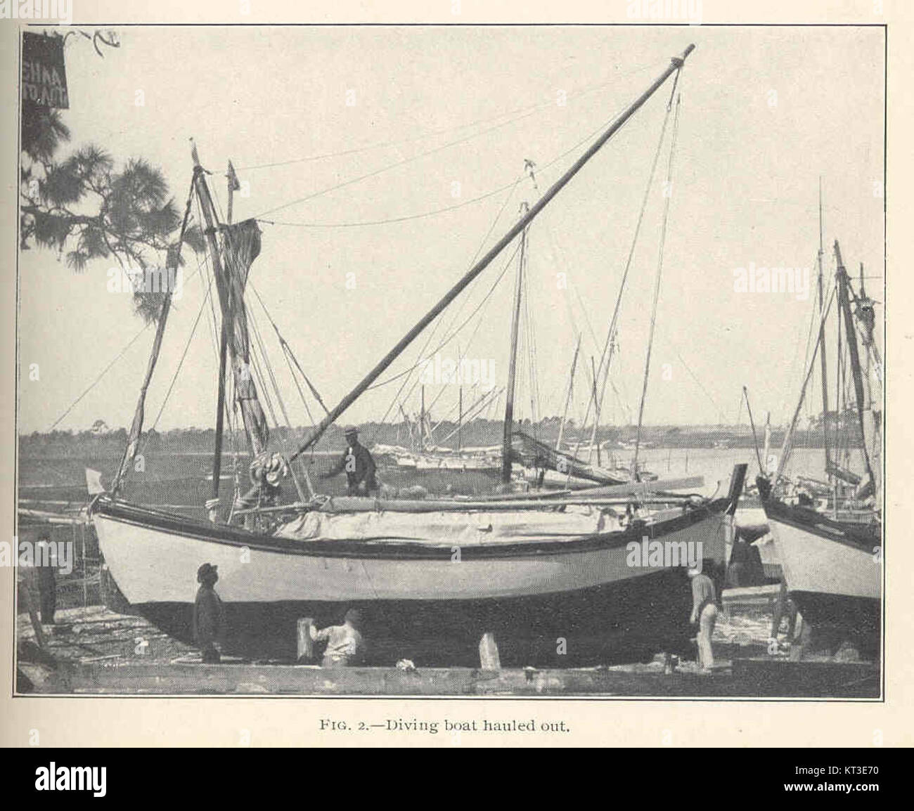 42136 Diving boat hauled out Stock Photo - Alamy