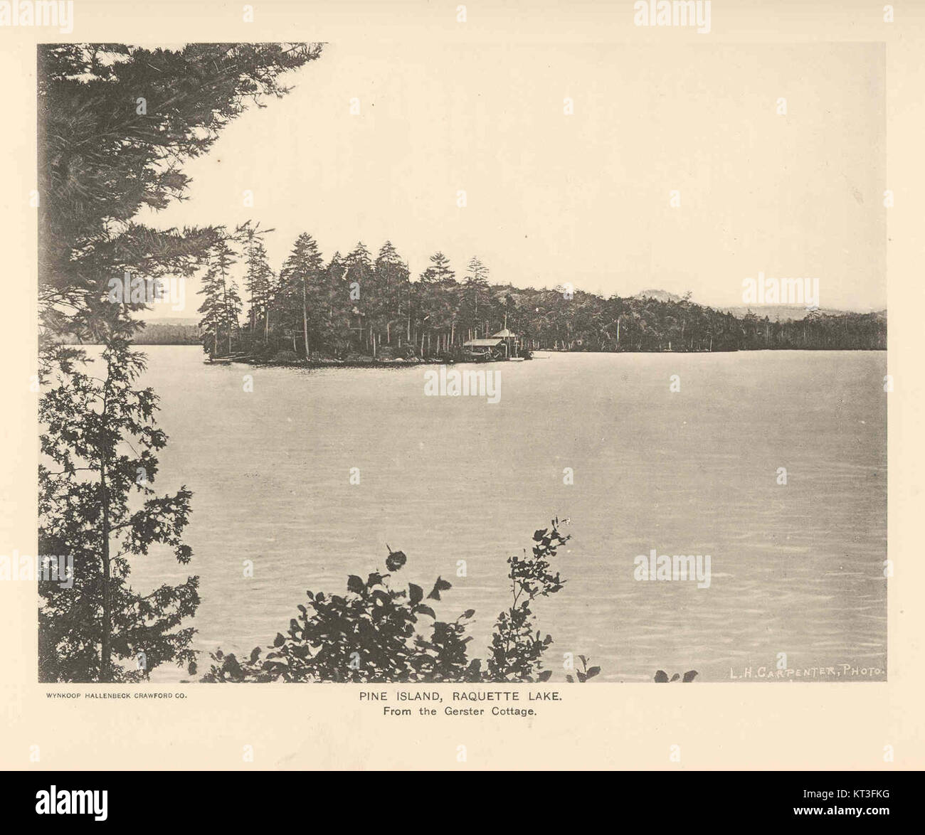 This photograph shows the view of Pine Island at Raquette Lake from the ...