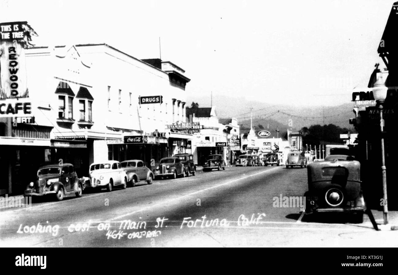 This image captures a view of Main Street in Fortuna, California, from ...