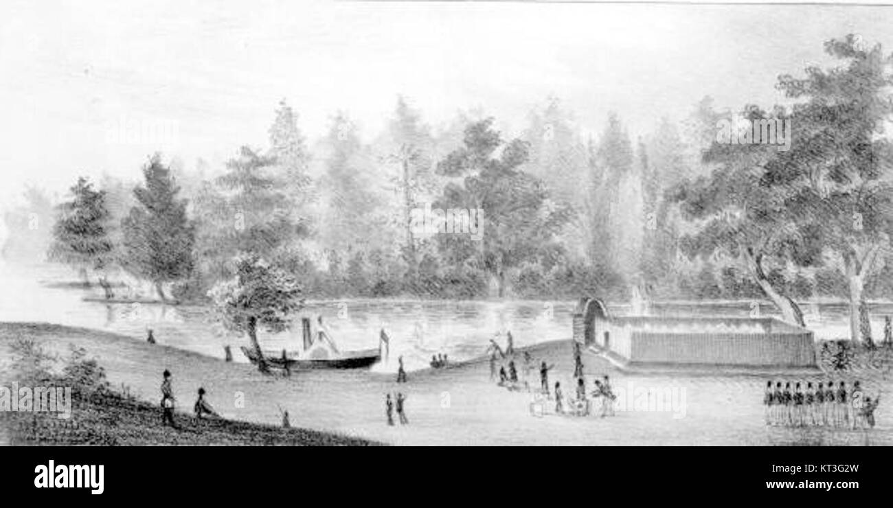 A historical photograph of Fort Volusia during the 2nd Seminole War ...