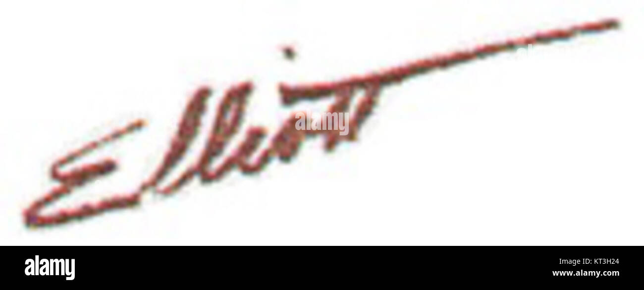 The signature of Freeman Elliott, an influential figure in his field ...