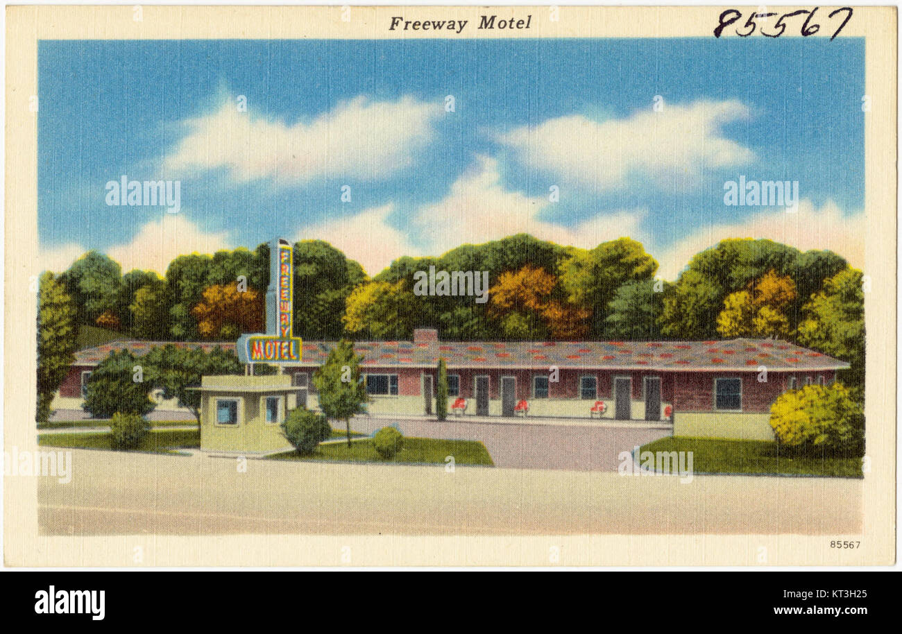 A depiction of the Freeway Motel, a location known for its features as ...