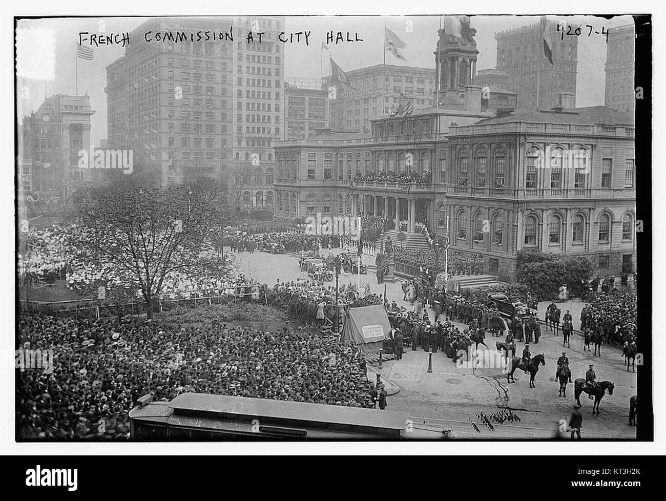 A photograph showing the French Commission at City Hall, capturing a ...
