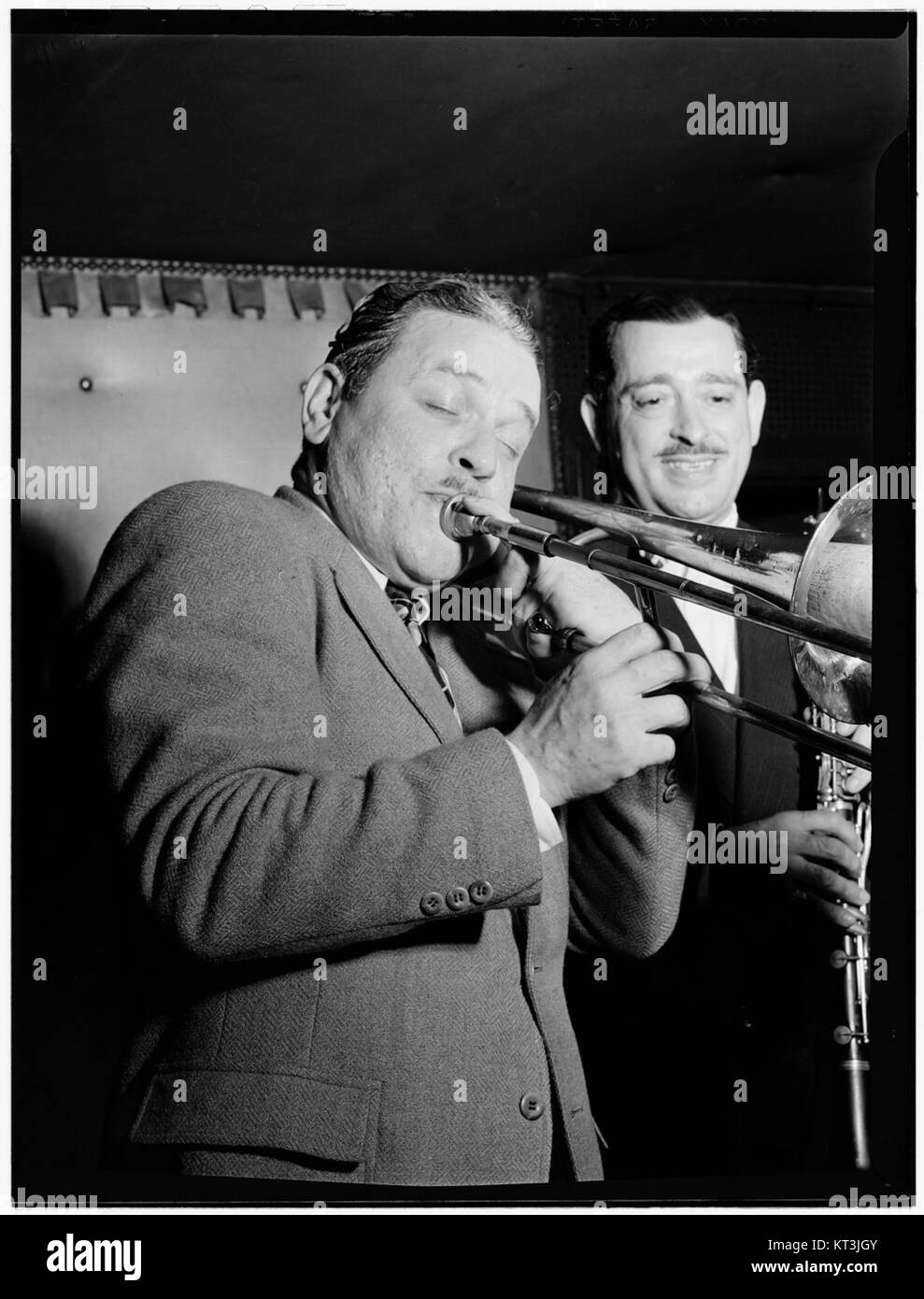 A historical photograph of musicians George Brunis and Tony Parenti ...