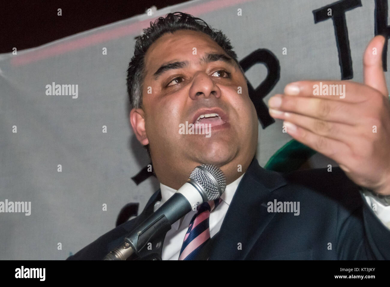 Imran Hussain, Labour MP for Bradford East, speaking at the Stop the ...