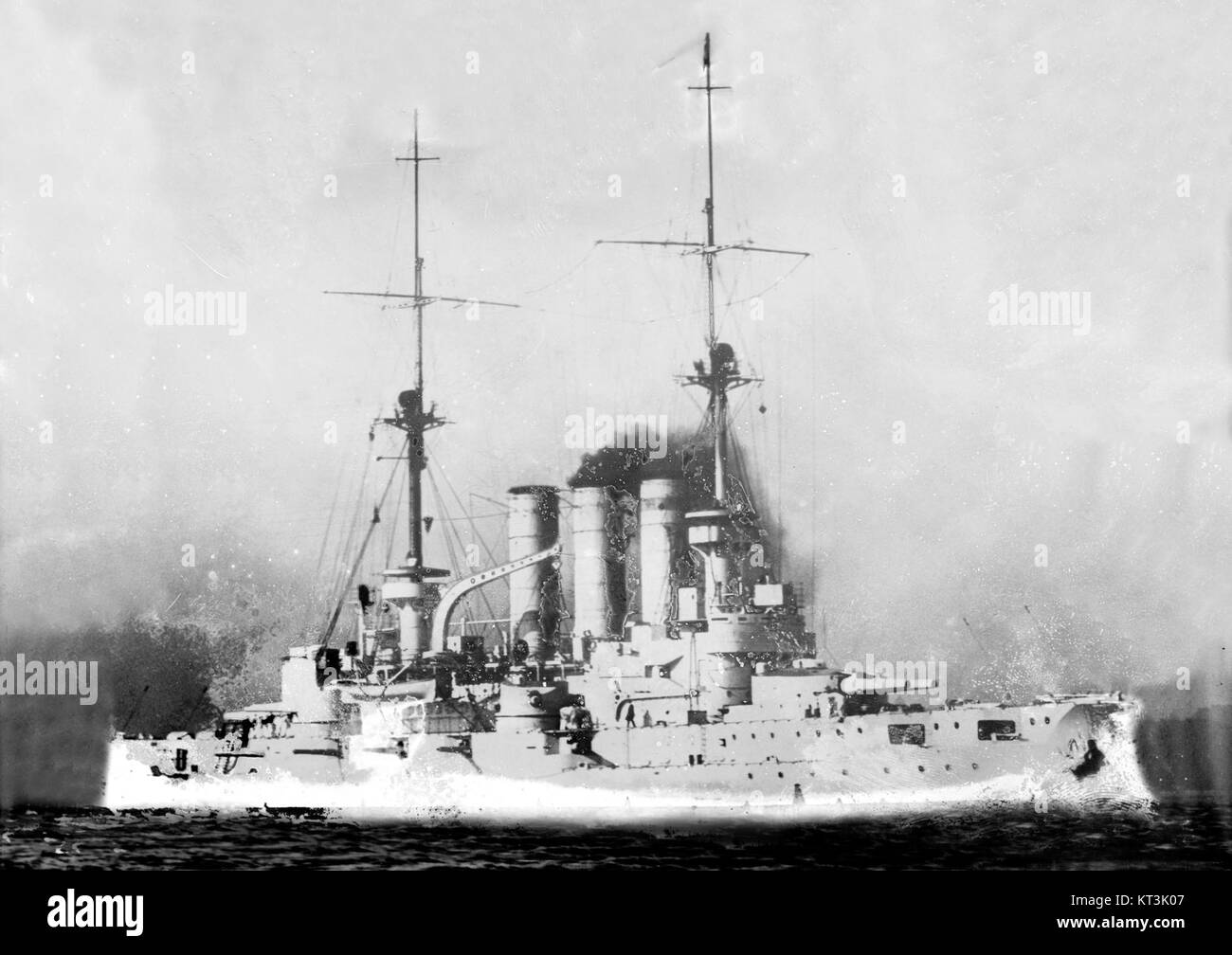 The German battleship SMS Lothringen, photographed at sea before 1914 ...