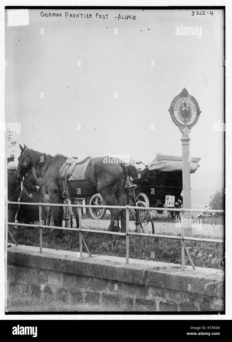 This image depicts a German frontier post located in Alsace, a region ...