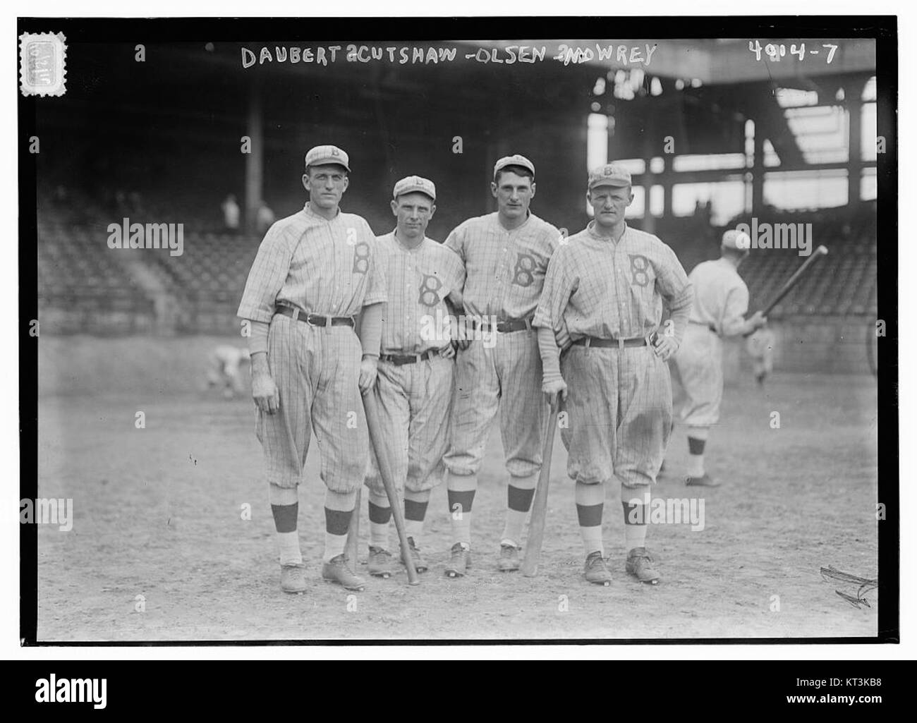 The image captures the Brooklyn National League infield featuring ...