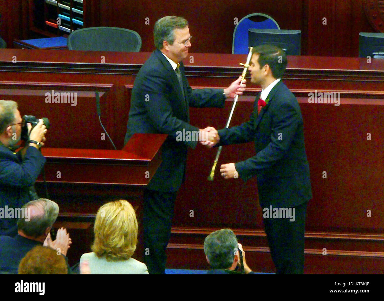 In this historic moment, Governor Jeb Bush presents a ceremonial sword ...